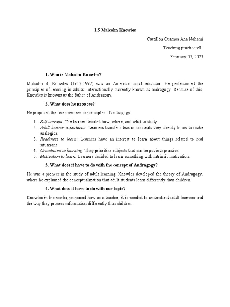 Malcolm Knowles | PDF
