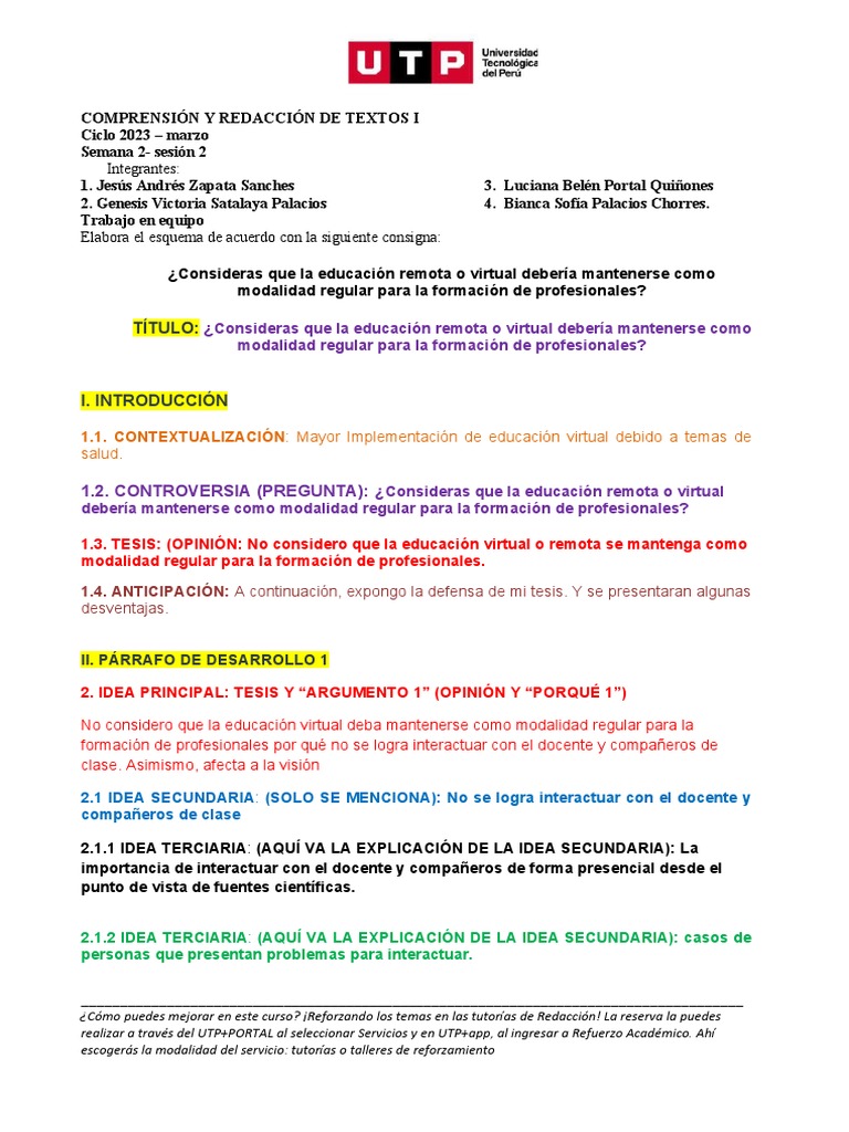 Preparación para TA1: Educación Virtual | PDF | Relaciones personales ...