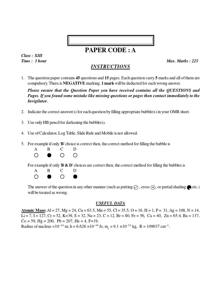 MPC - (13th) Paper-1 Code-A | PDF | Coordination Complex | Collision