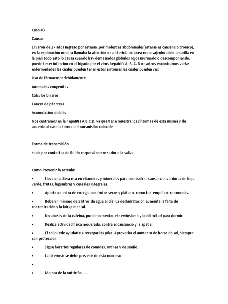 Caso #3 | PDF | Hepatitis | Debilidad