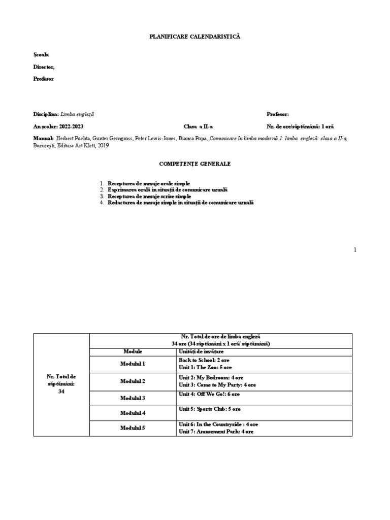 Proiectare Unități Clasa A II-a ArtKlett | PDF | Phonics | Behavior Modification