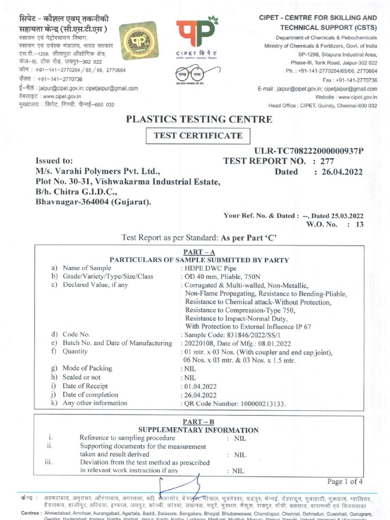 Analysis of Plastic Pipe Sample Test Results | PDF | Pipe (Fluid ...