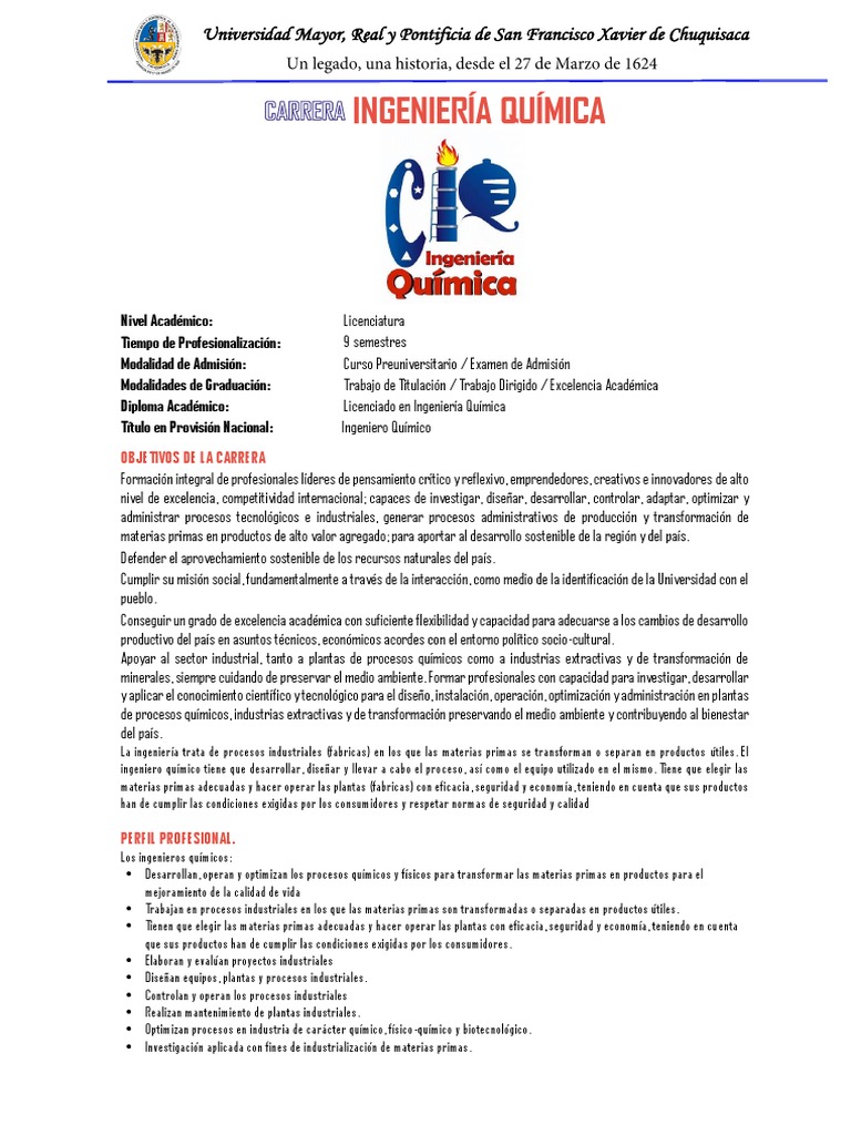 Ing Química Pdf Ingeniería Química Industria Química