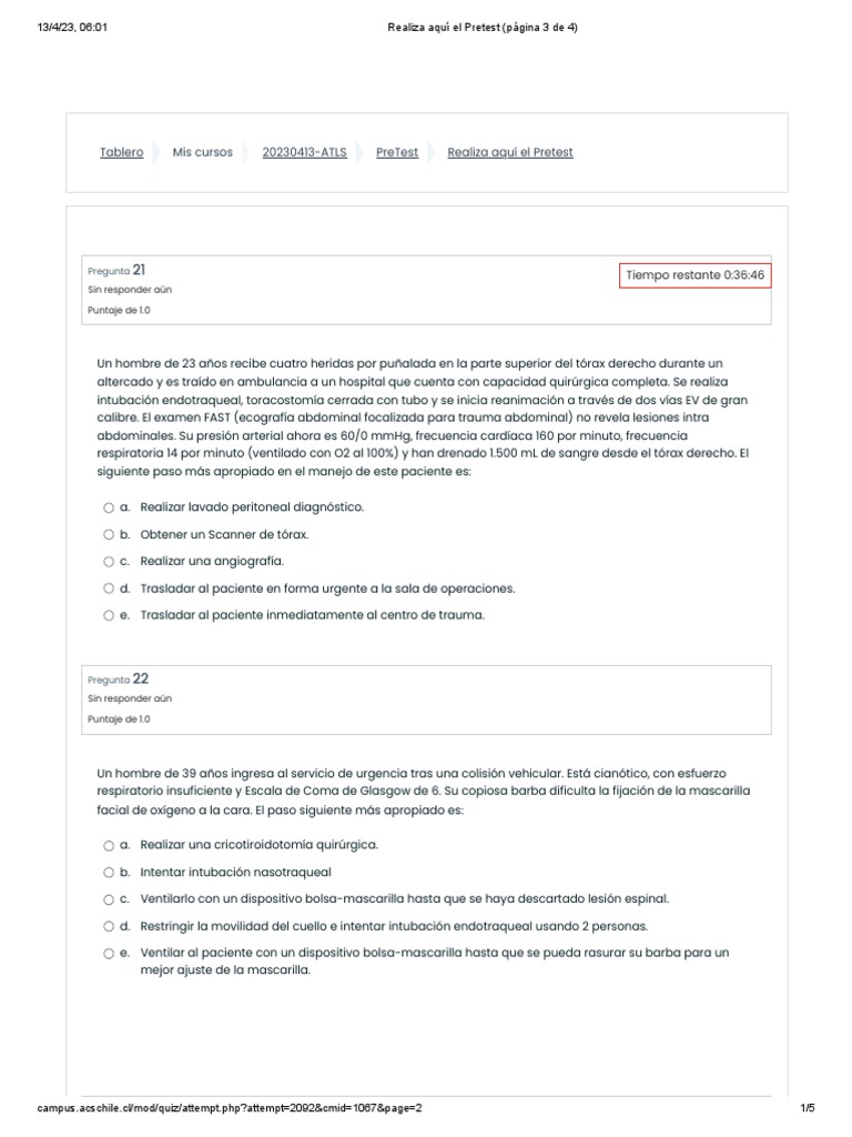 Pretest 3-4 | PDF | Reanimación cardiopulmonar | Lesión