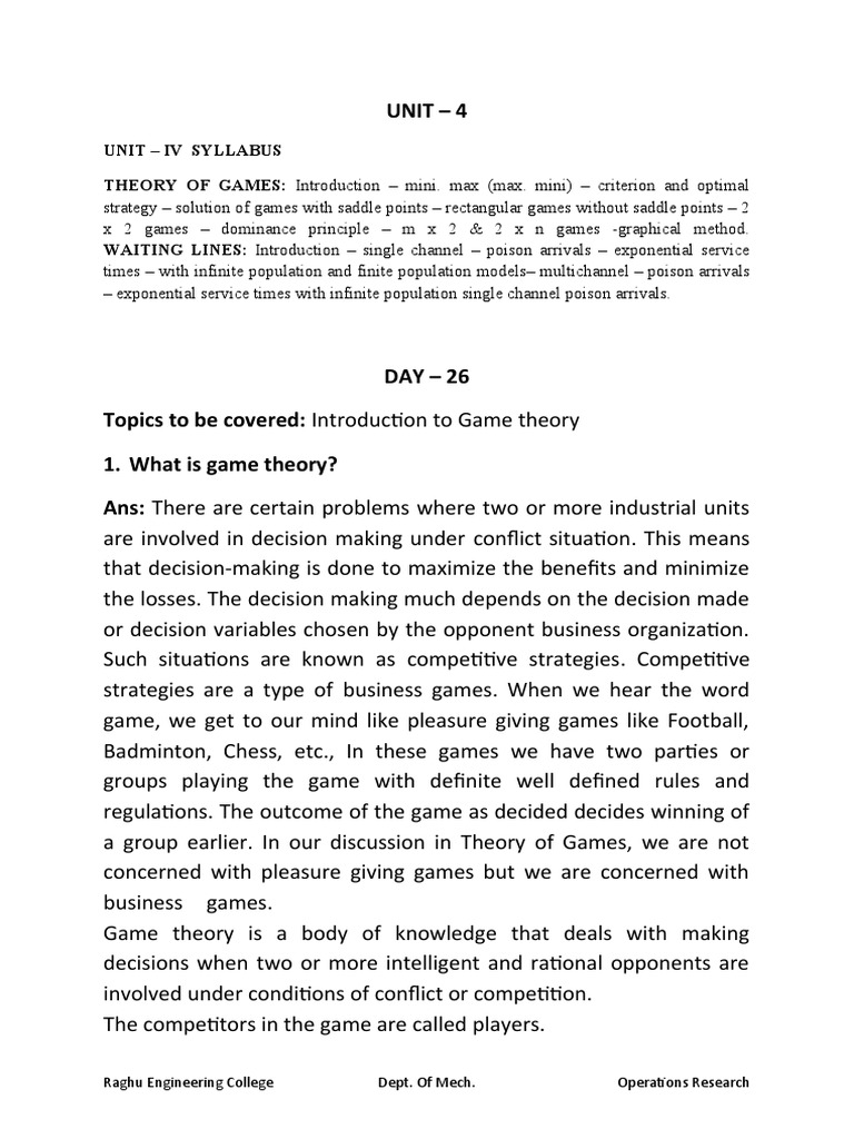 Game Theory Fundamentals | PDF | Game Theory | Maxima And Minima