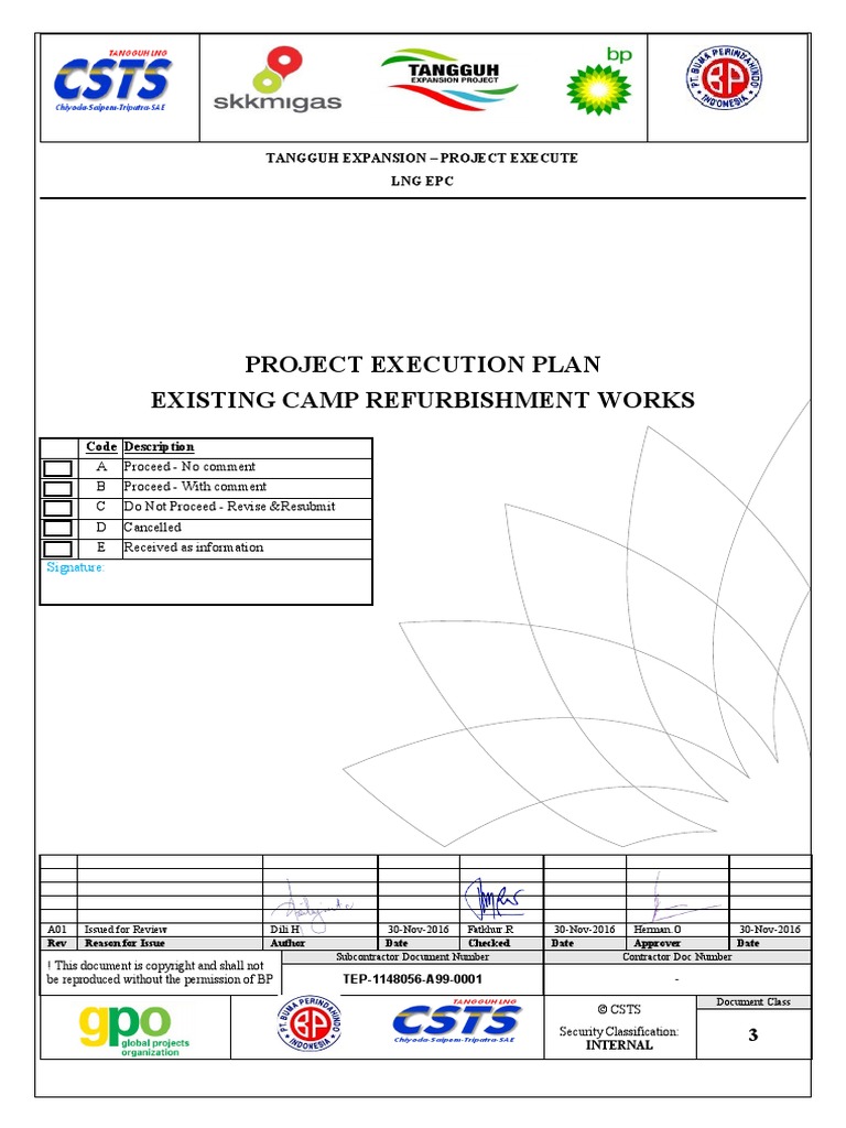 Project Execution Plan Existing Camp Refurbishment Works: Tangguh Expansion - Project Execute ...
