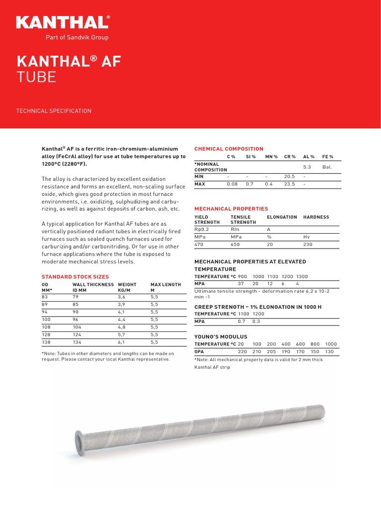 Kanthal Af Tube - S Kaxxx Ps Eng - 0 | PDF | Construction | Welding