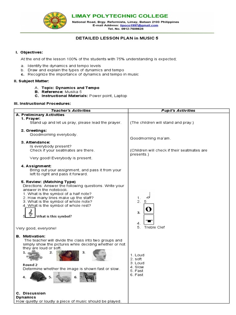 Music 5 Dynamic And Tempo Pdf Tempo Communication