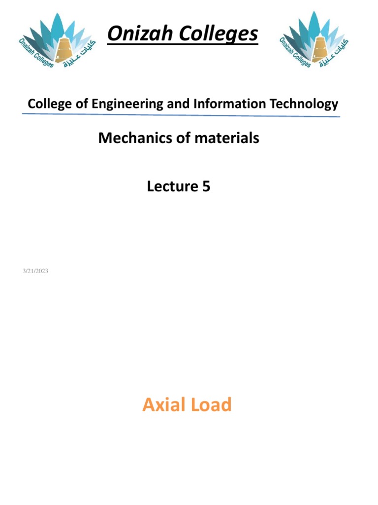 Onizah Colleges: Mechanics of Materials | PDF | Elasticity (Physics ...