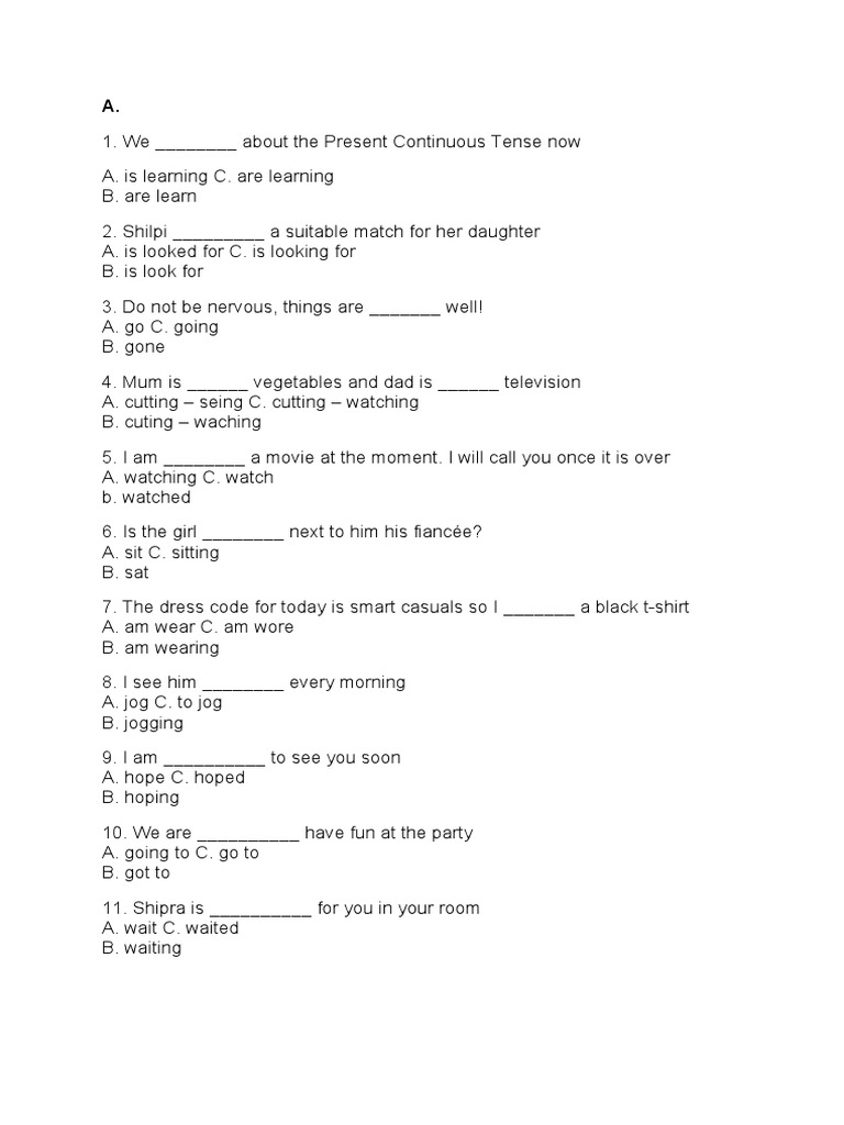 Soal. Present Continous | PDF