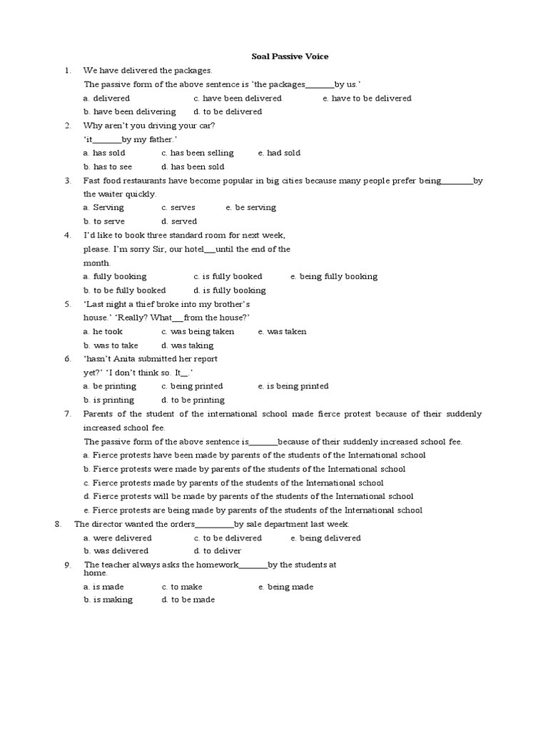 Passive Voice Multiple Choice Quiz | PDF