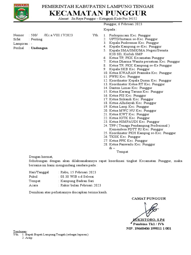 Undangan Rakor Feb | PDF