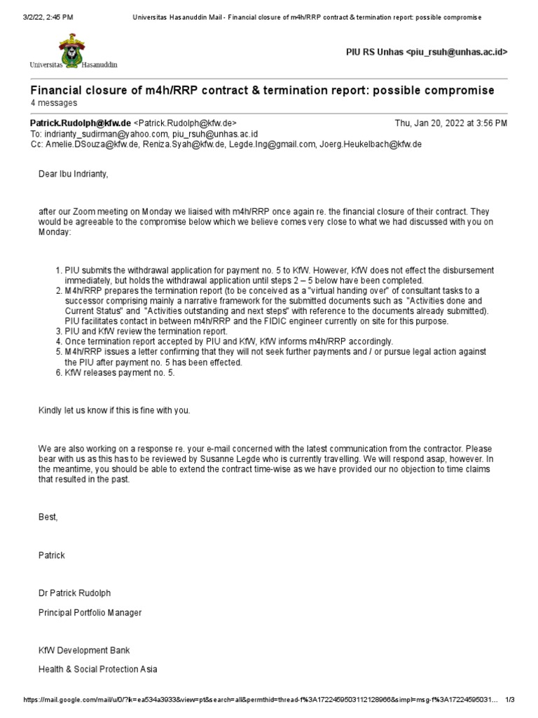 Universitas Hasanuddin Mail - Financial Closure of m4h - RRP Contract ...