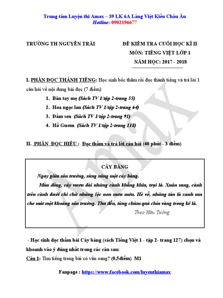 De KT HK Ii Mon Tieng Viet | PDF