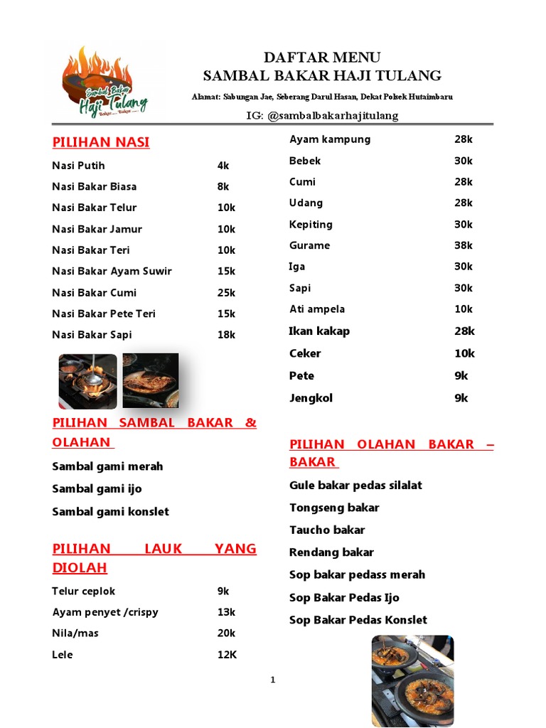 Menu Berkah Sambal Bakar Edit Ok | PDF