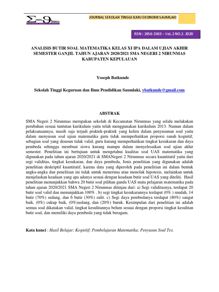 Jurnal Vol 2. No 2 Batkunde | PDF | Karier & Perkembangan