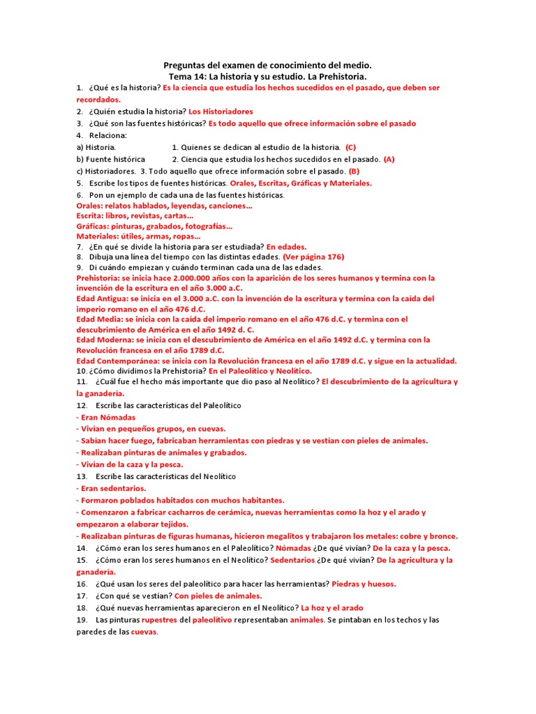 Preguntas Prehistoria | PDF | Neolítico | Paleolítico