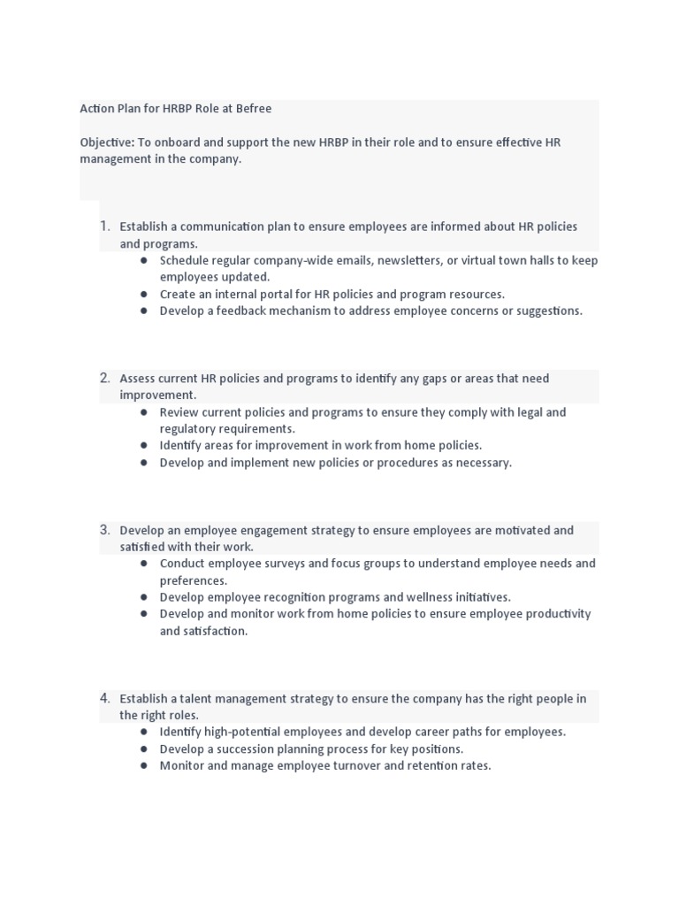 Action Plan For HRBP Role | PDF | Business | Economies
