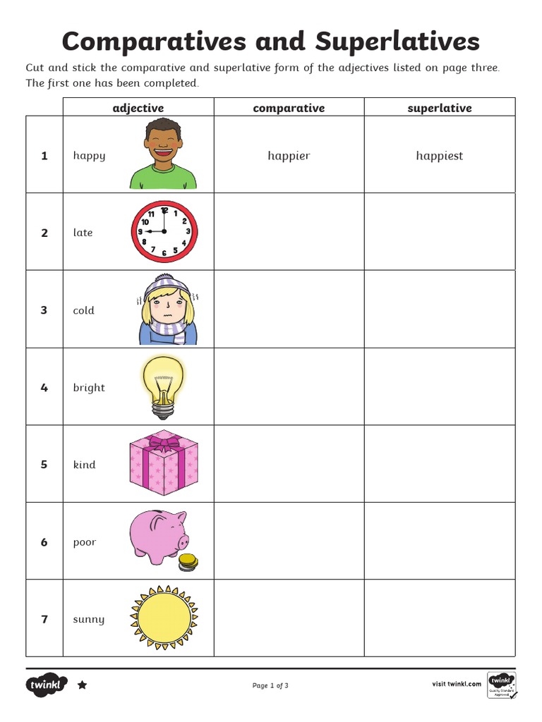 Twinkl Comparatives-And-Superlatives-Activity-Sheet - Ver - 2 | PDF