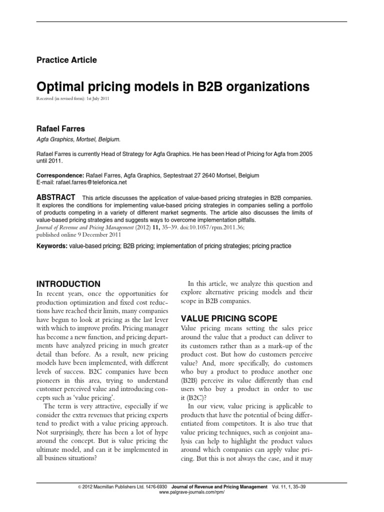 B2B Pricing Models | PDF | Pricing | Prices