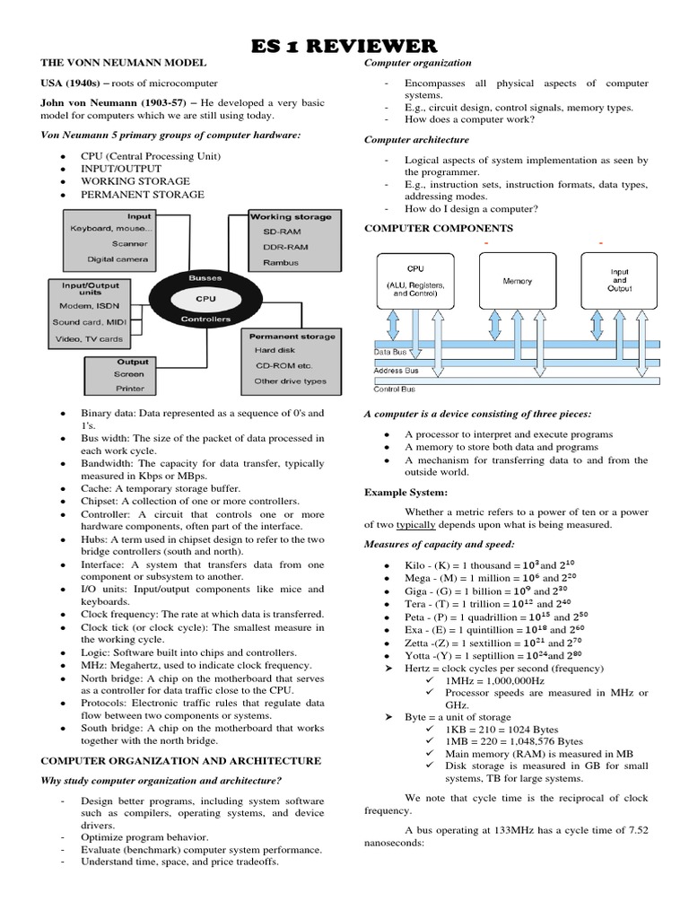 Es1 Reviewer Summarized Pdf Computer Program Programming
