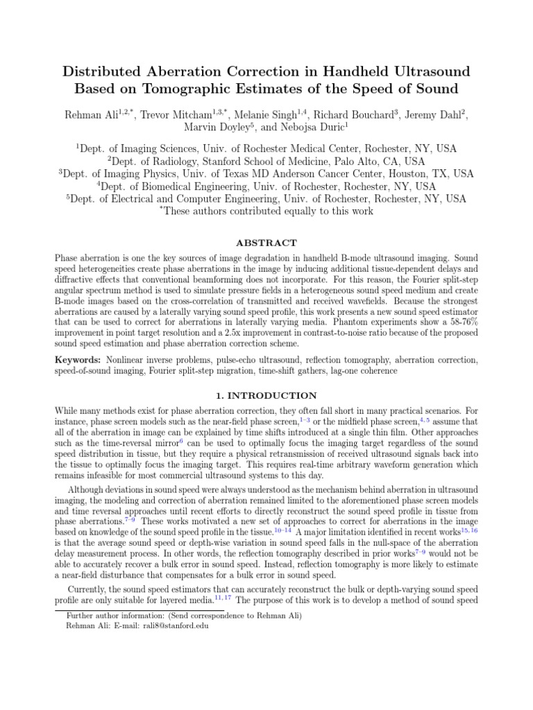 Distributed Aberration Correction In Handheld Ultrasound Based On Tomographic Estimates Of The