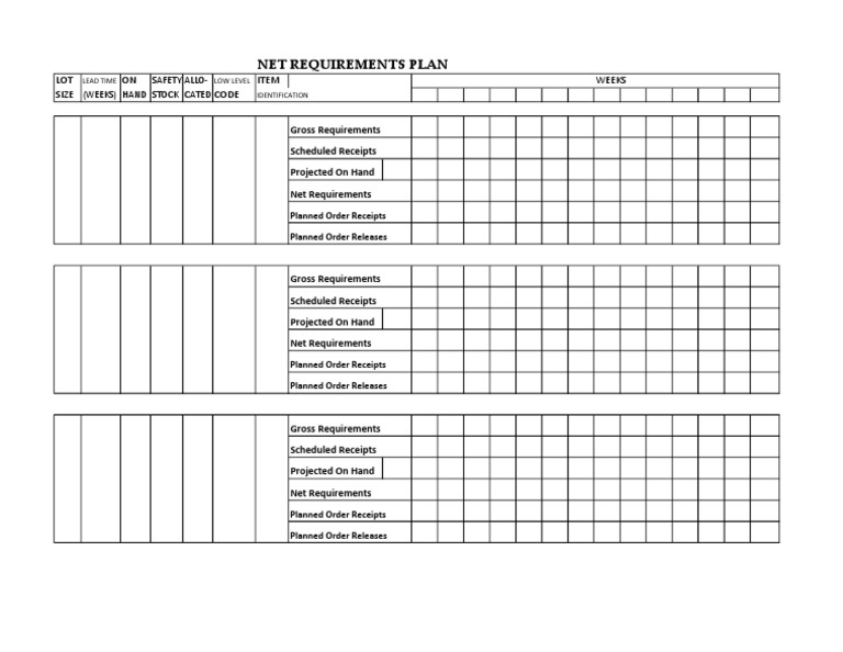 Net Requirements Plan | PDF
