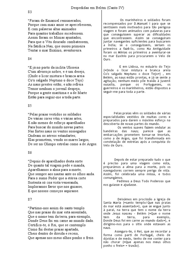 Despedidas em Belém: Partida dos Navegantes | PDF | Poesia