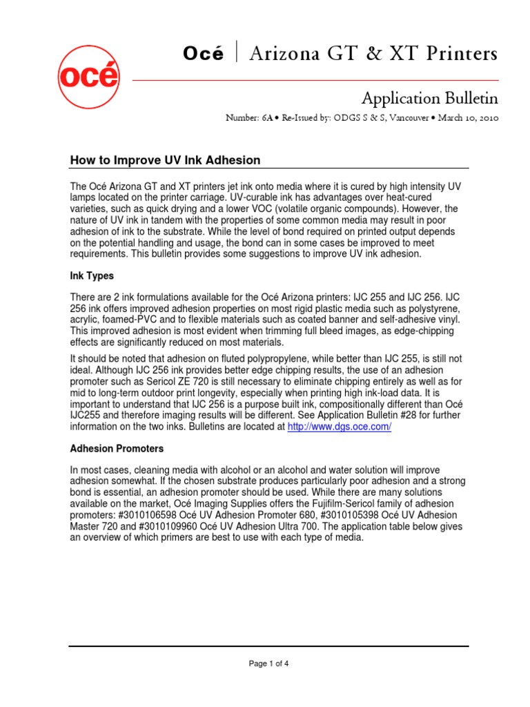 Arizona GT & XT Printers: Application Bulletin | PDF | Building ...