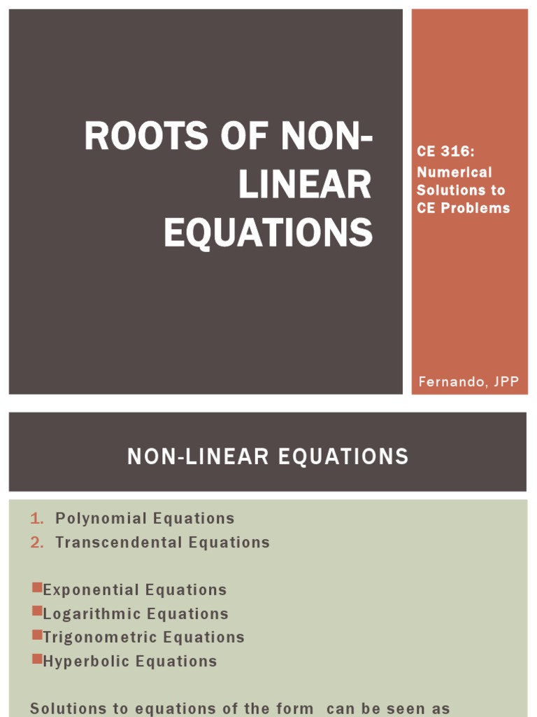 Roots of Non-Linear Equations: CE 316: Numerical Solutions To CE Problems | Download Free PDF ...
