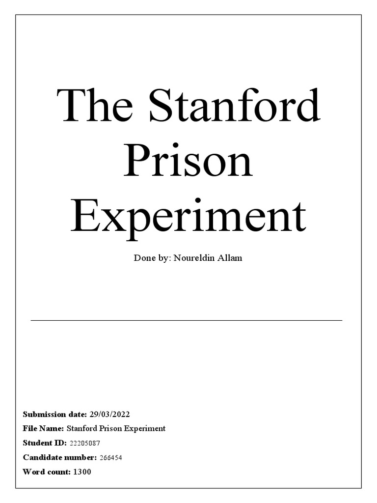 The Stanford Prison Experiment | PDF | Morality | Experiment