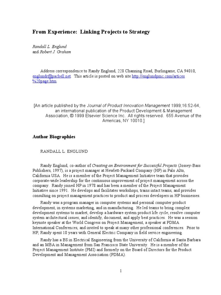 Linking Projects To Strategy-Web | PDF | Strategic Management ...