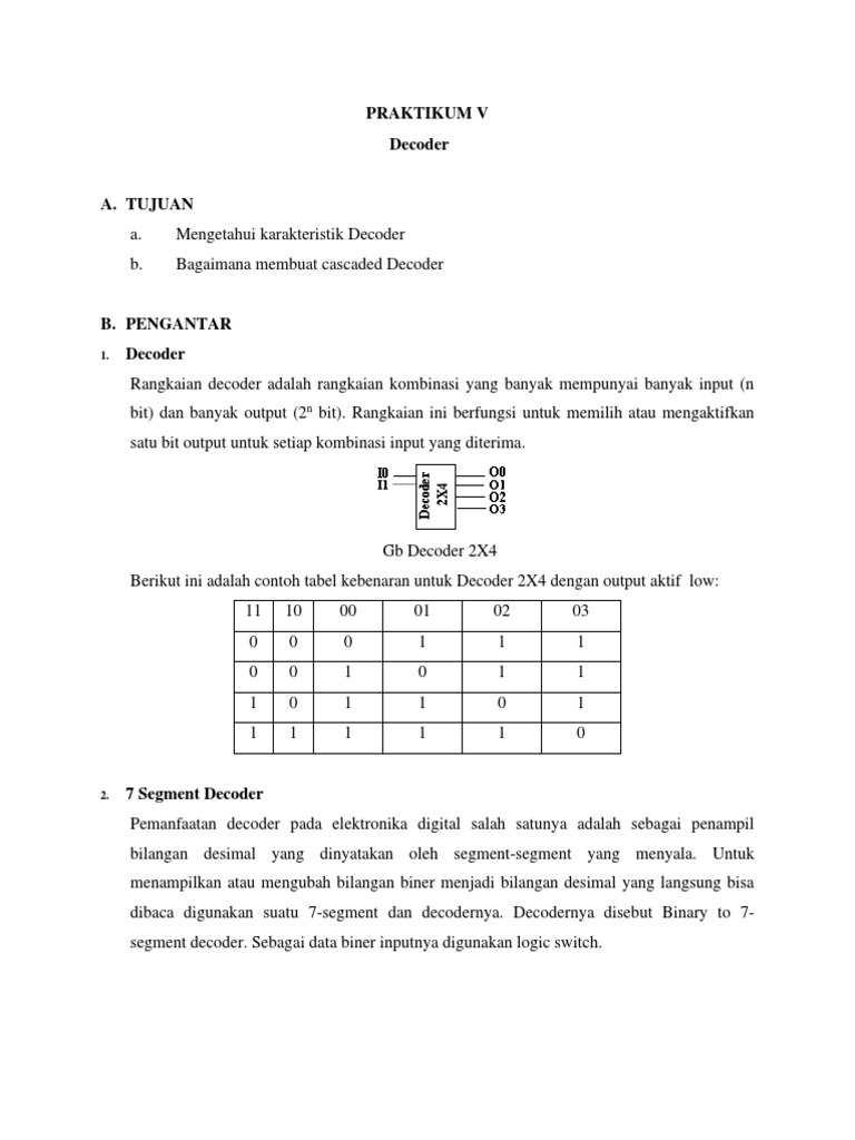 Praktikum Modul V Decoder | PDF