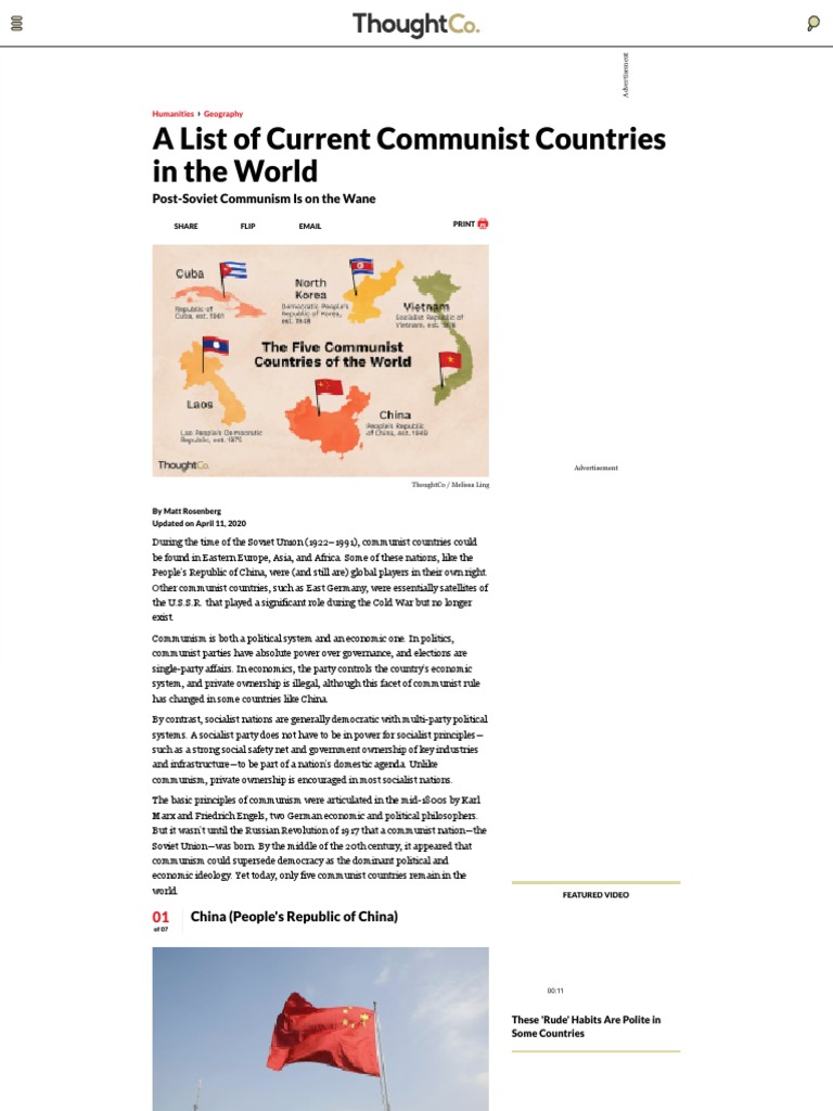 A List of Current Communist Countries in The World | Download Free PDF ...