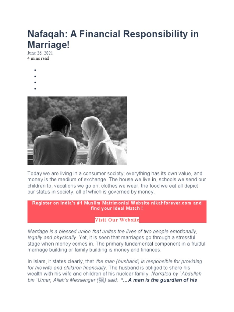 Nafaqah: A Financial Responsibility in Marriage!: June 26, 2021 | PDF ...