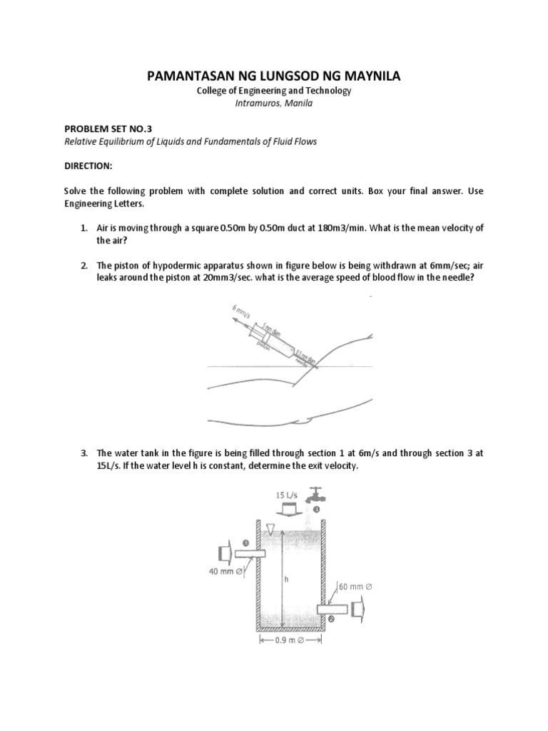 Fluid Flow and Equilibrium Problems | PDF | Speed | Fluid Dynamics