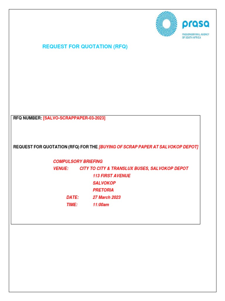 RFQ For Buying Scrap Paper | PDF | Procurement | Prices
