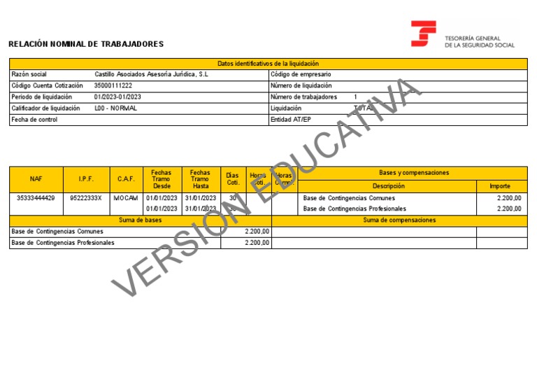 Relación Nominal de Trabajadores | PDF