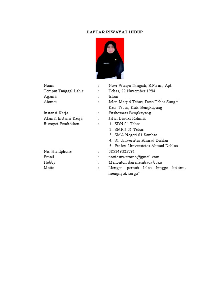 DAFTAR RIWAYAT HIDUP CTH | PDF