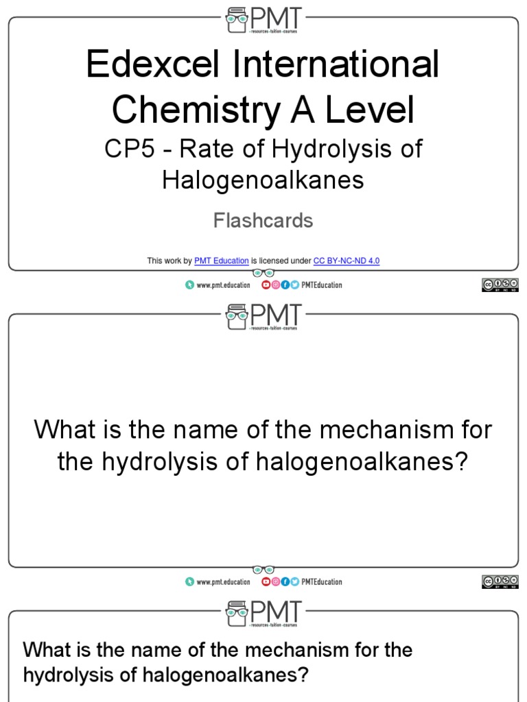Flashcards - CP5 Rate of Hydrolysis of Halogenoalkanes - Edexcel IAL ...