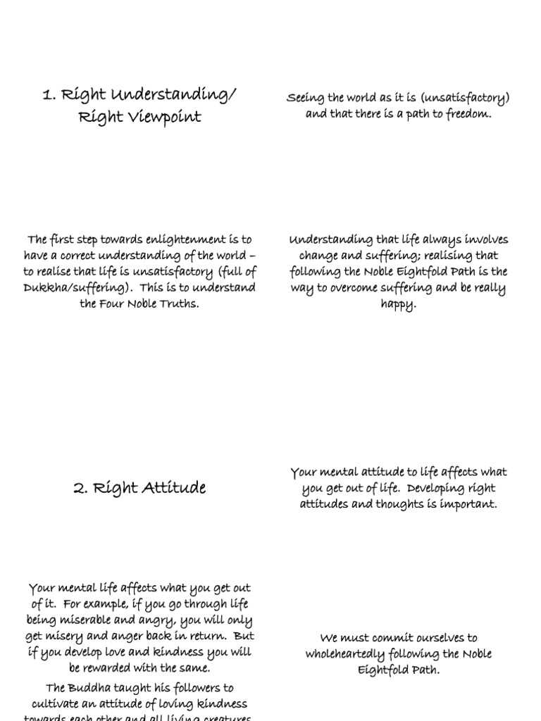 Y9 L3 Eightfold Path Cards | Download Free PDF | Noble Eightfold Path ...