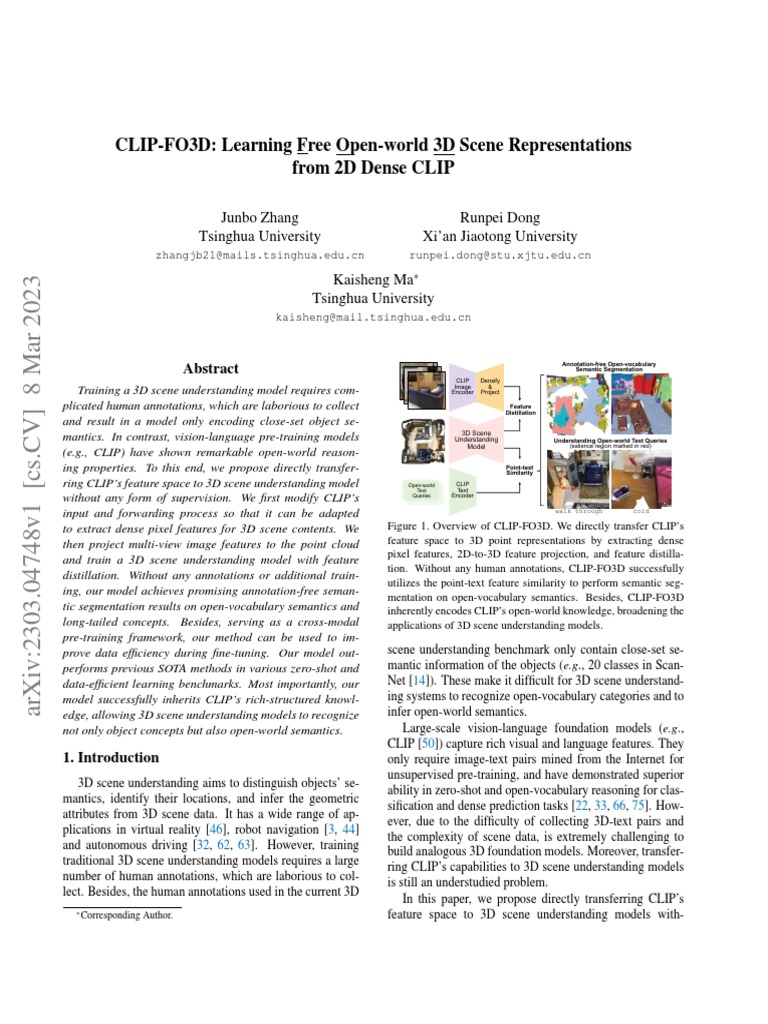 Learning Free Open-world 3D Representations from Dense CLIP Features | PDF | Image Segmentation ...