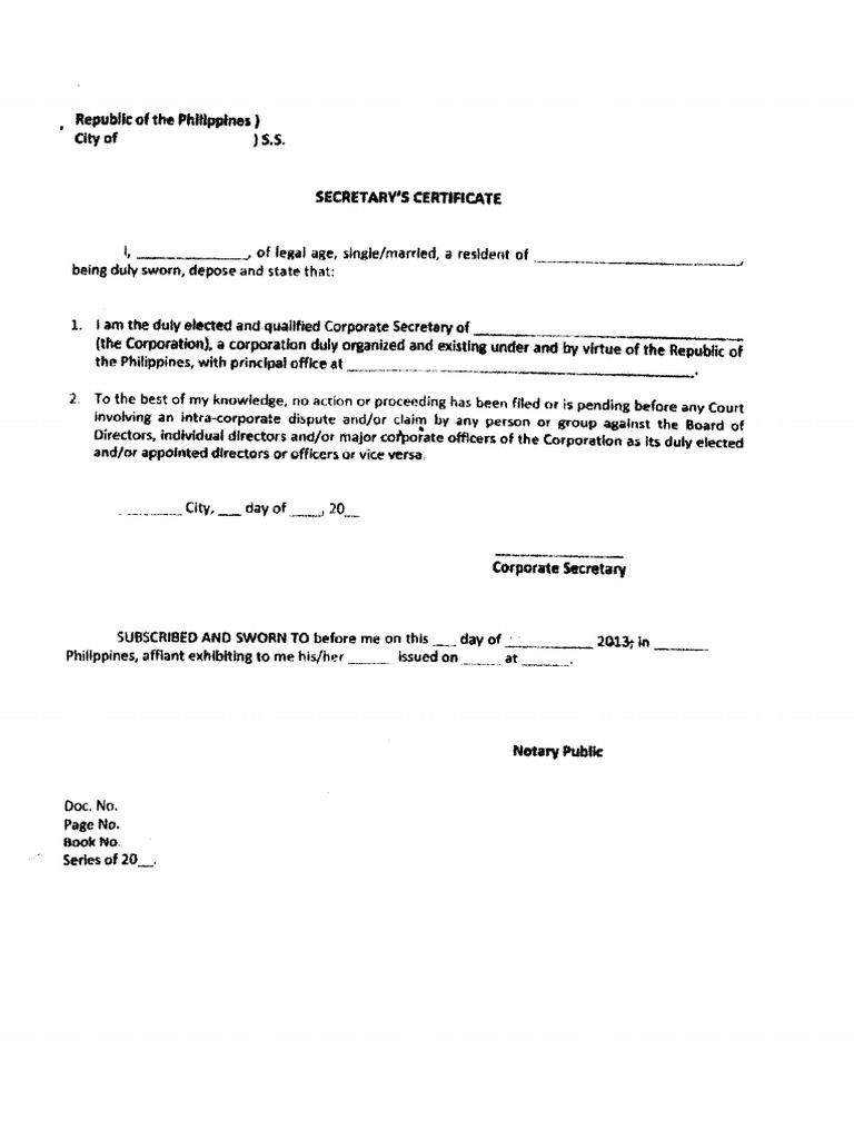 SEC - Sample Sec Cert For MC28 | PDF