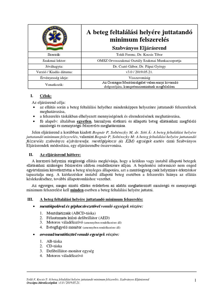 OMSZ 2021 OrvosSzakmaiEljárásrendek | PDF