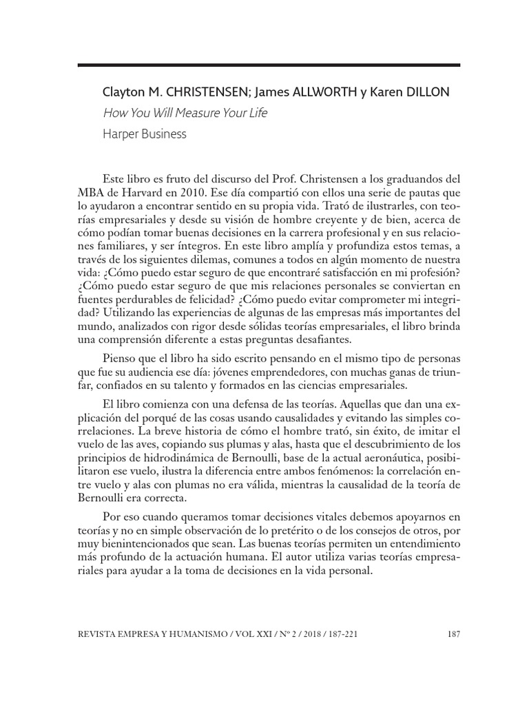 How Will You Measure Your Life | PDF | Motivación | Motivacional