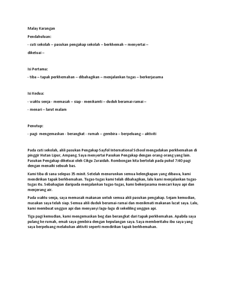 Malay Karangan Sample | PDF