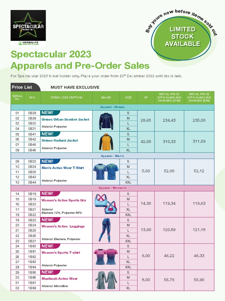 Spectacular 2023 Pre Order Sales | PDF | Fashion | Softlines (Retail)