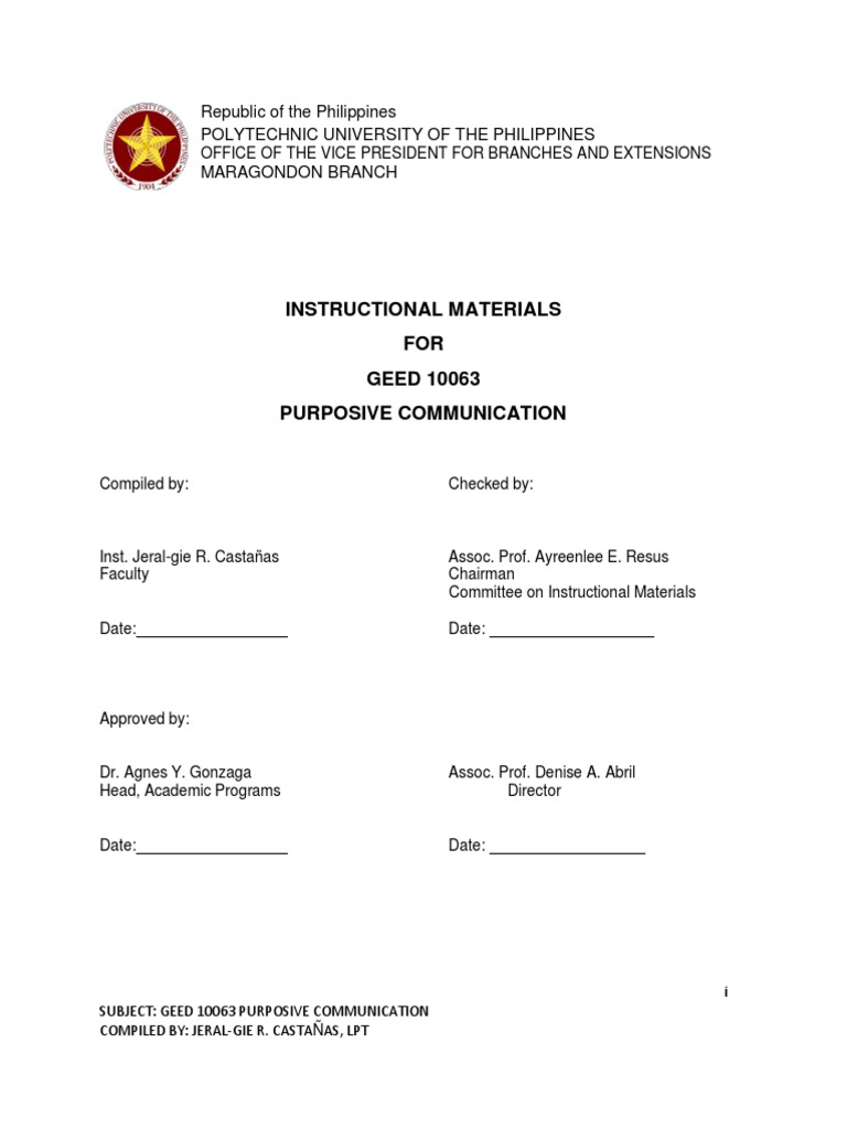 IM in GEED 10063 PURPOSIVE COMMUNICATION | PDF | Communication | Cross Cultural Communication