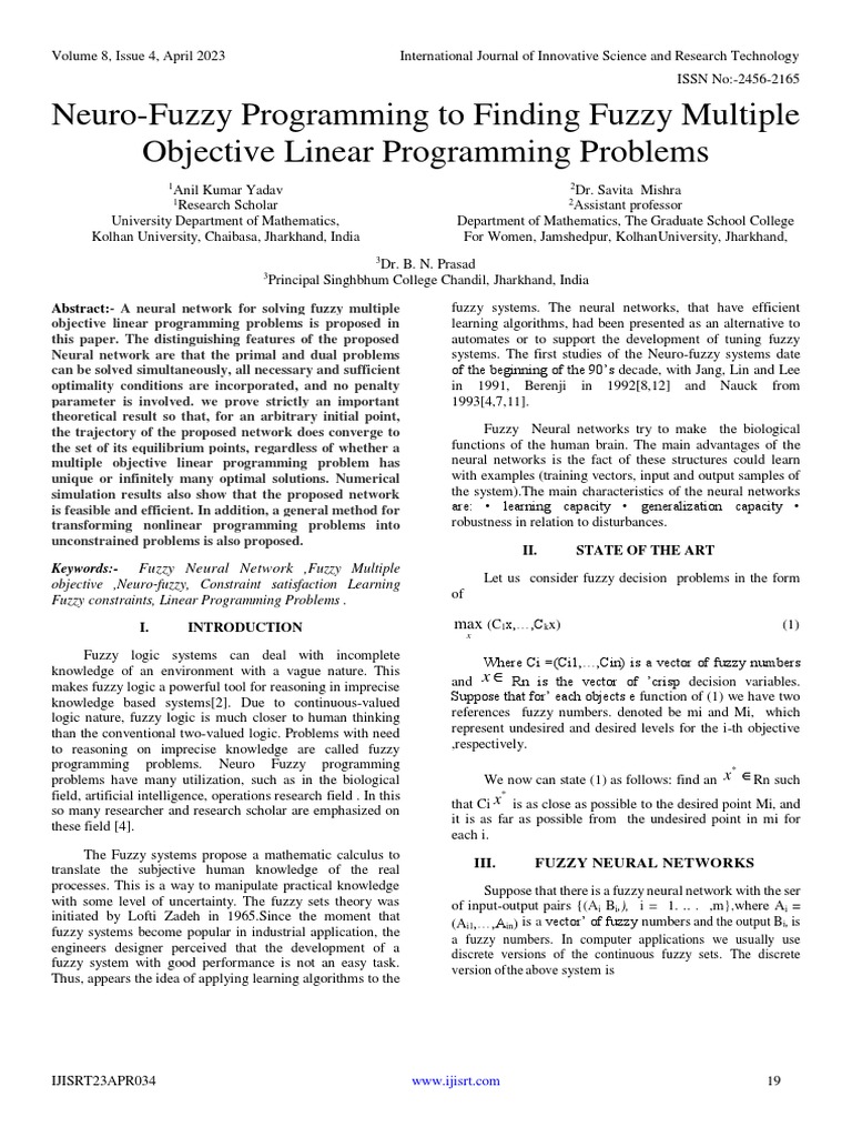 Neuro Fuzzy Programming To Finding Fuzzy Multiple Objective Linear