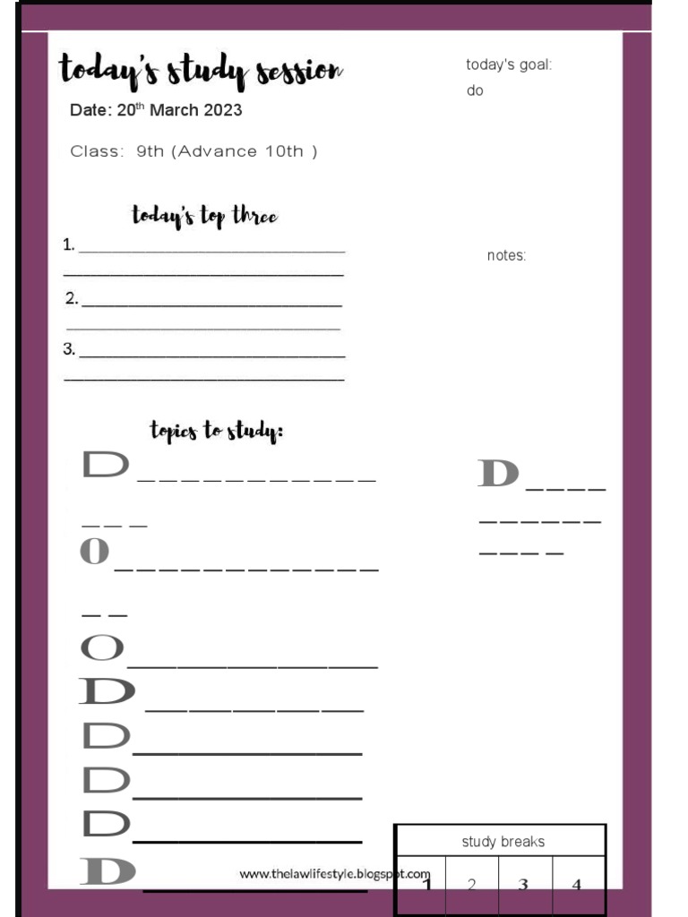 Study Session Planner | PDF